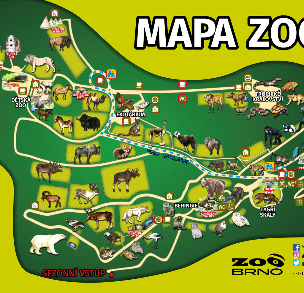 Mapa areálu Zoo Brno – Zoologické zahrady v ČR